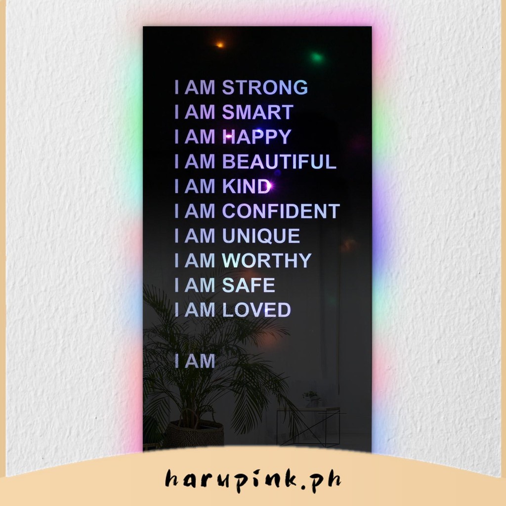 Personalized Affirmations Mirror with LED String Light Acrylic Positive ...