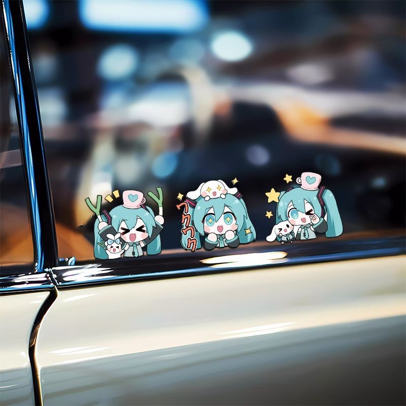 Cartoon car stickers Hatsune Miku cute girl DIY decorative stickers ...