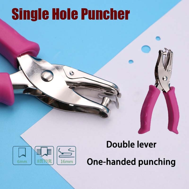 Color Random Anti Slip with Handle Single Hole Puncher DIY Loose-leaf ...