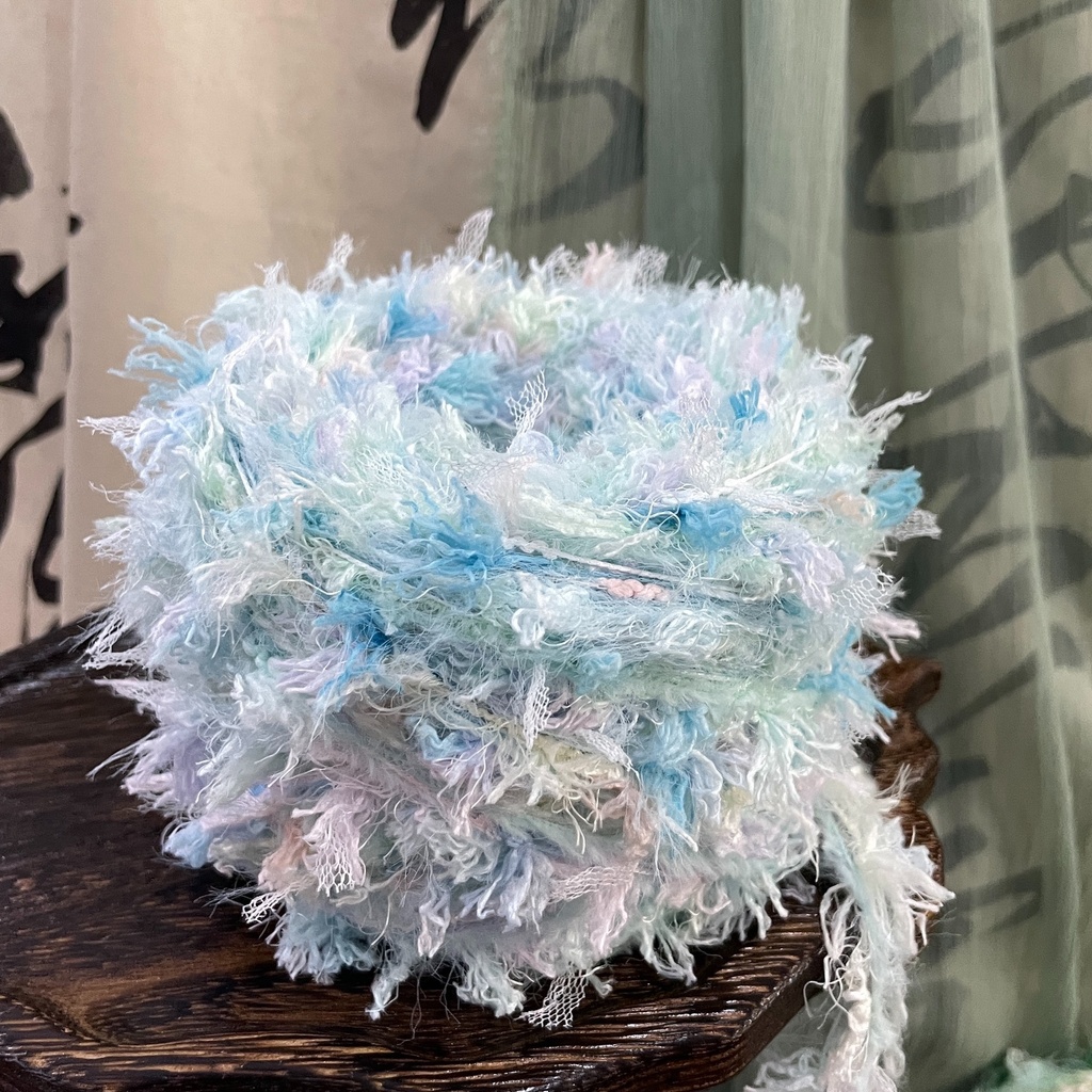 100g Fairy Style Hand Blended Yarn 海盐泡泡 手混线 Plush Yarn Fancy Yarn Hand ...