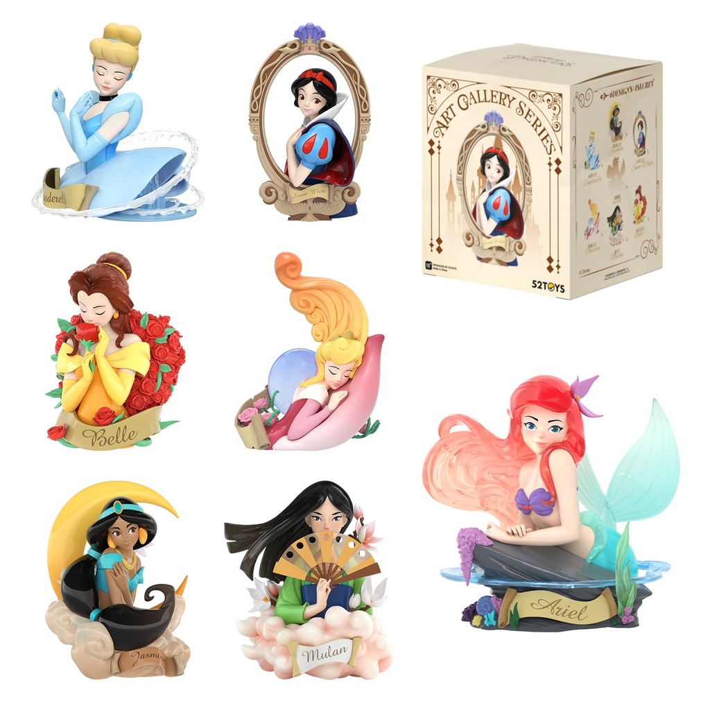 52TOYS DISNEY PRINCESS Art Gallery Series Blind Box Trading Figures Collection Figures Painted ...