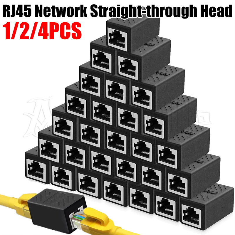 4Pcs RJ45 Network Straight-through Head - Black Female To Female Port ...