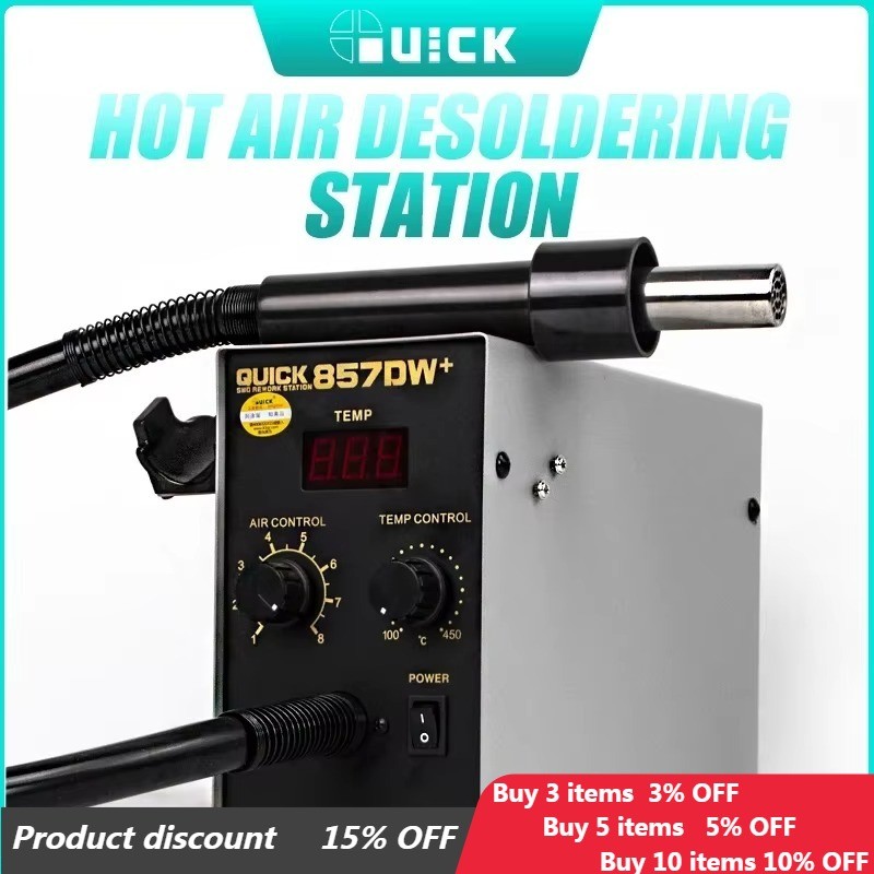 QUICK 857DW+ BGA rework station 580W hot air Q soldering station with ...