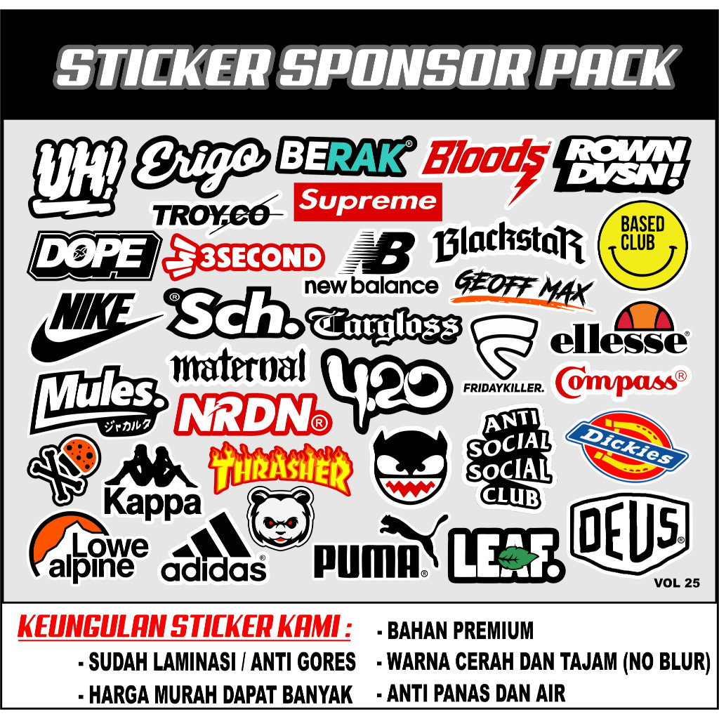 Sponsor Pack Sticker Racing Brand Logo Sticker Funny and Viral Words ...