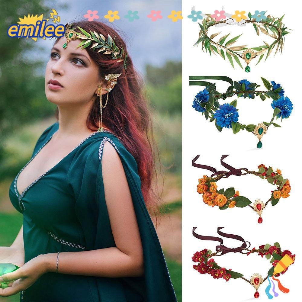 EMILEE Fairy Flower Leaf Crown, Halloween Costume Cosplay Elf Headpiece ...