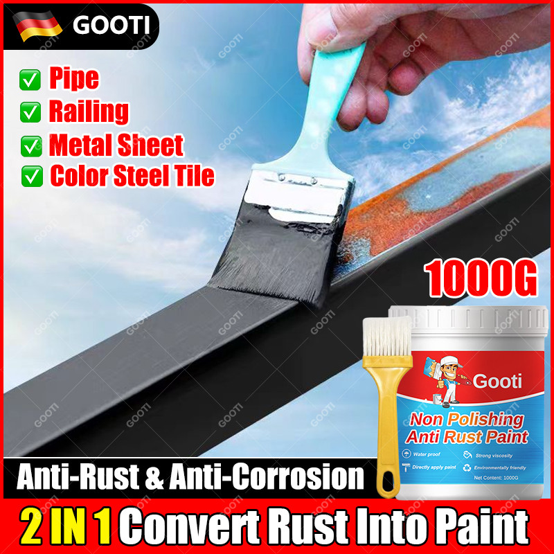 GOOTI Upgrade 2 in 1 Anti Rust Paint for Metal No Polish Rust Converter ...