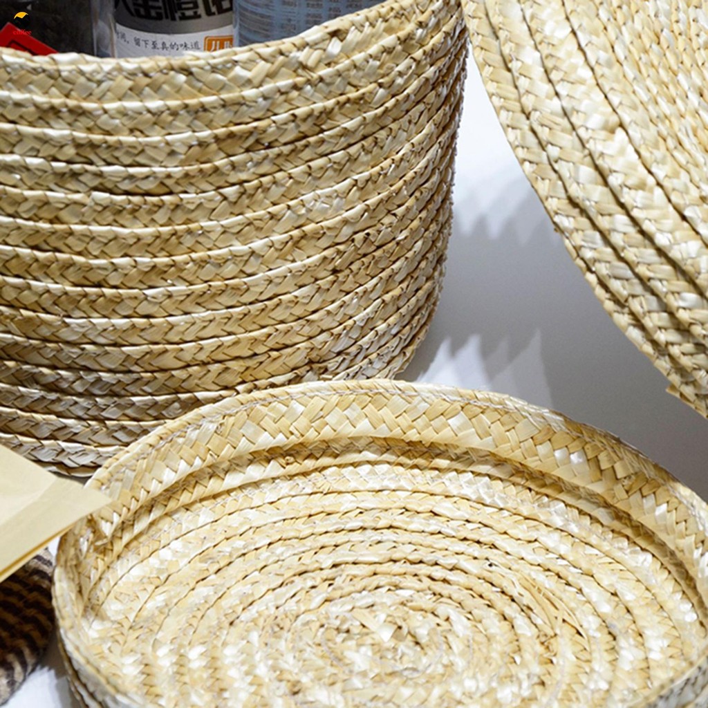 Woven Straw Storage Baskets with Lid Rattan Snack Container ...