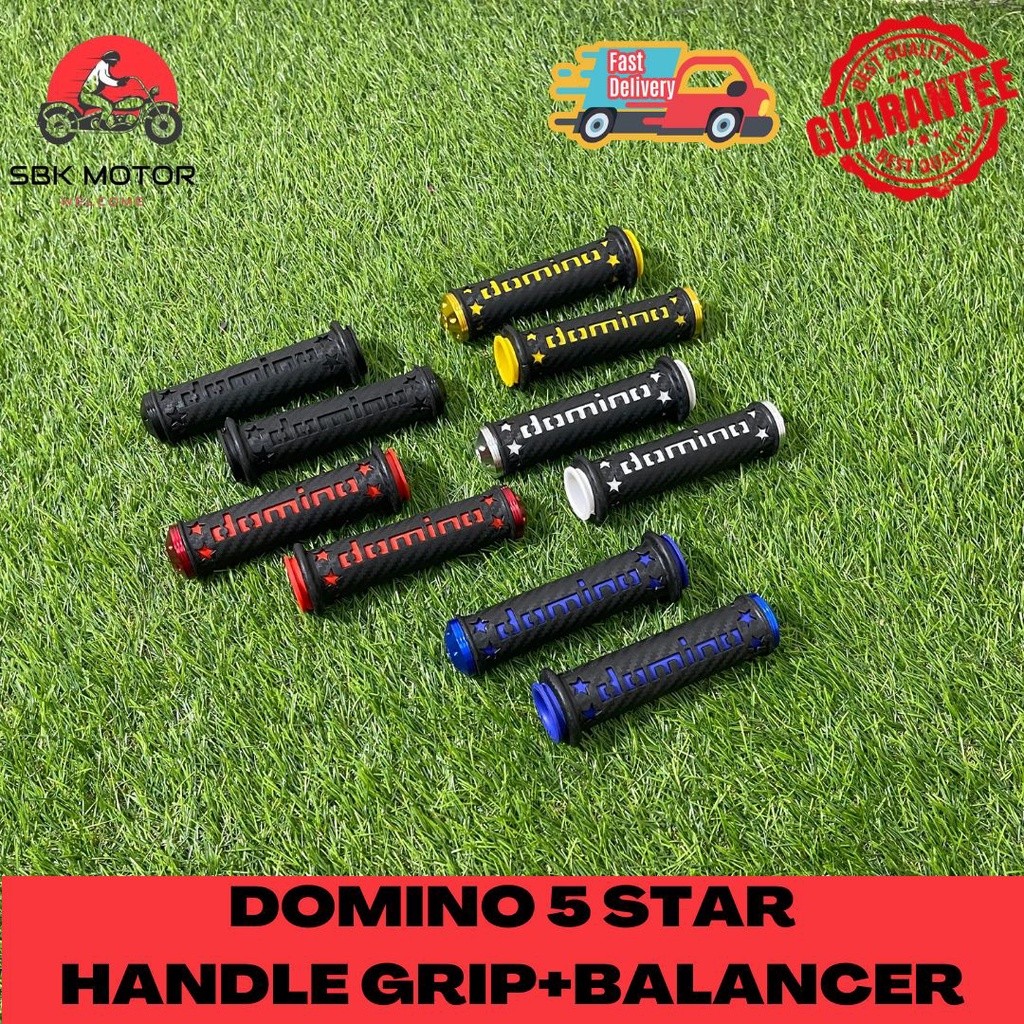【SBK MOTOR】DOMINO 5 STAR UNIVERSAL HANDLE GRIP+BALANCER RED/BLUE/GOLD ...