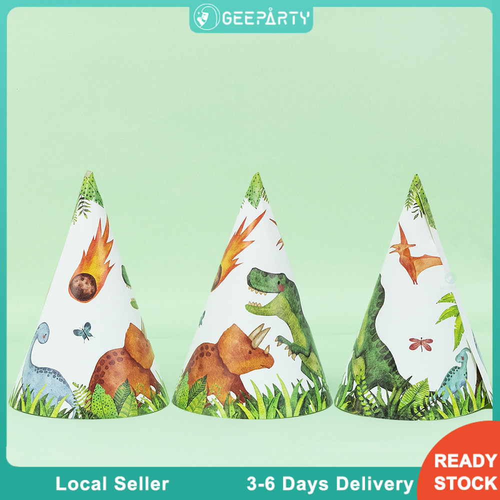 6pcs T—REX Comet Birthday Hat Paper Cap for Kids Boy Dinosaur Theme ...