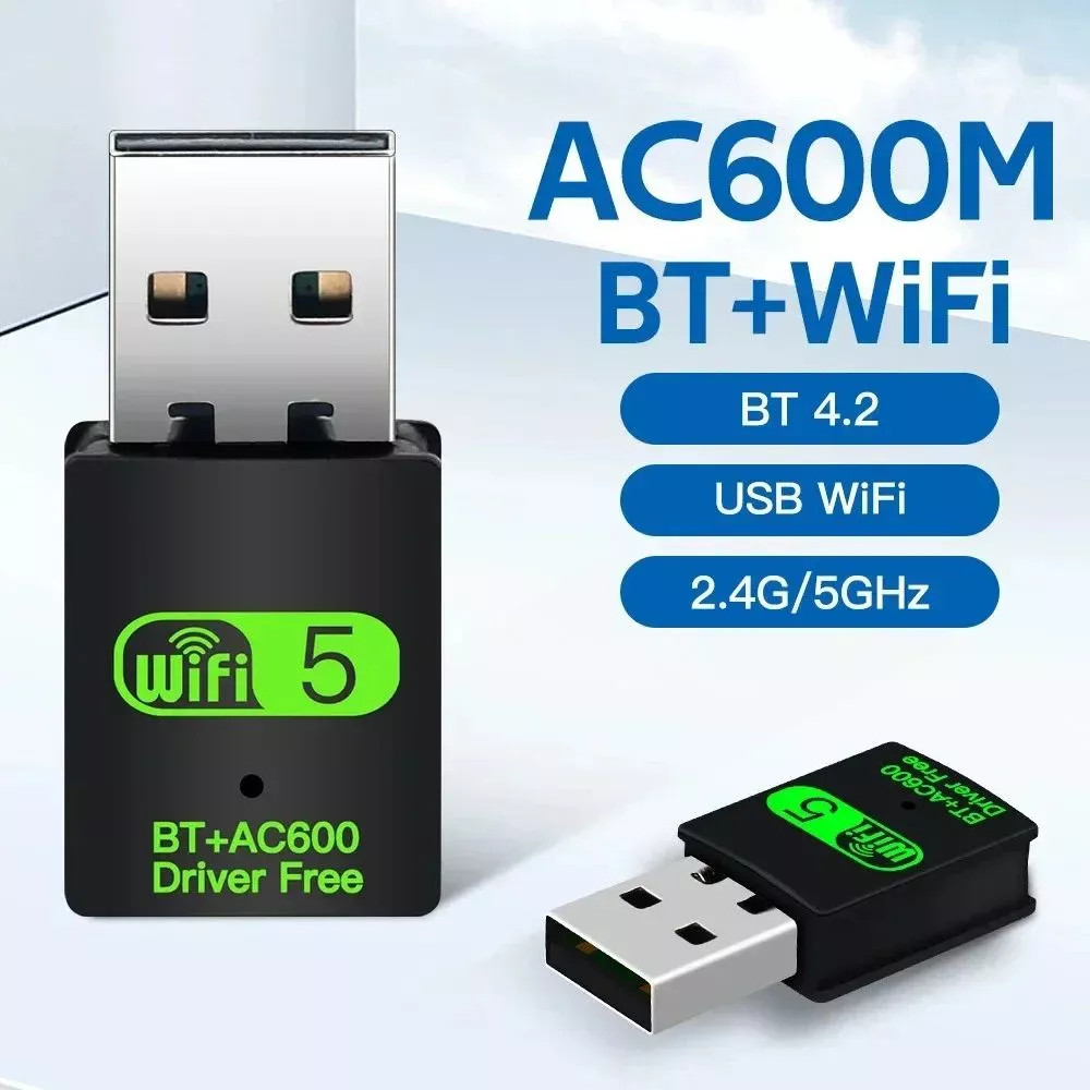 USB WiFi 5 Bluetooth Adapter 600Mbps 2 In 1 Dual Band 2.4G 5GHz Network ...