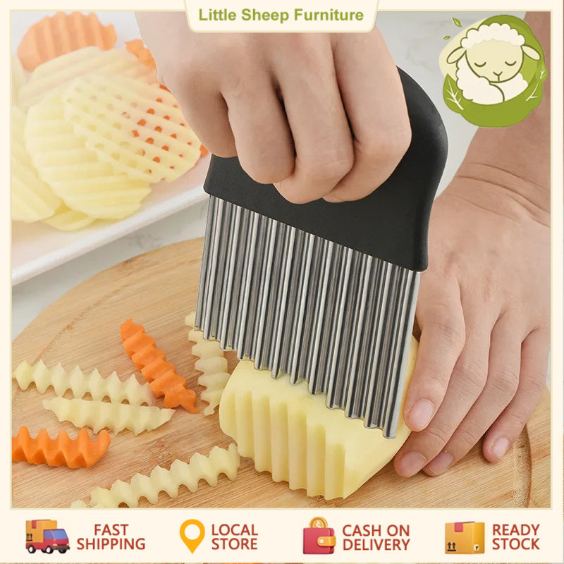Stainless Steel Potato Chip Slicer Dough Vegetable Fruit Crinkle Wavy ...