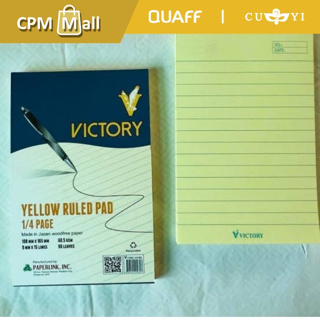 [1 PAD] Victory 1/4 Pad Yellow Pad Smallest Size 1/4 Pad | CPM | Shopee ...