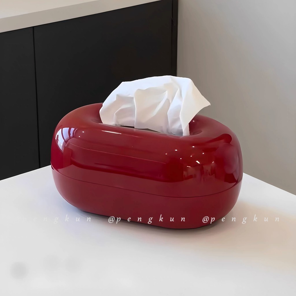 Red Hole Stone Tissue Box Household Living Room Coffee Table Paper Box ...