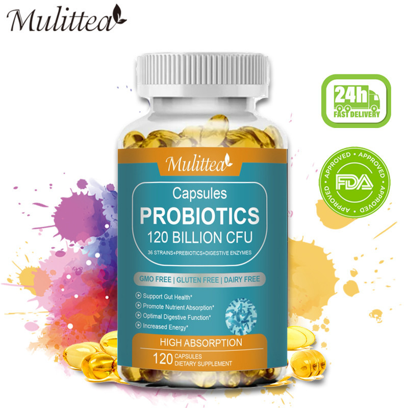 Mulittea Probiotics 120Billion CFU 36 Strains with Prebiotics&Digestive ...