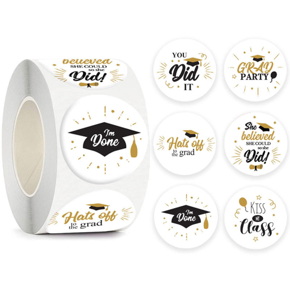 500Pcs / Roll Graduation Stickers Graduation Cap Stickers ...