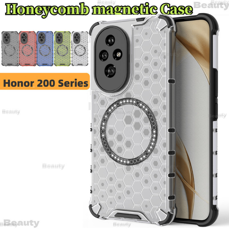 Honeycomb Acrylic Clear Casing For Honor 200 Pro Case Transparent TPU ...