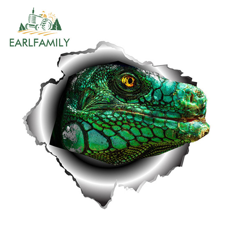 EARLFAMILY 13cm x 11.7cm Iguana Reptile Lizard Car Sticker Caravan ...