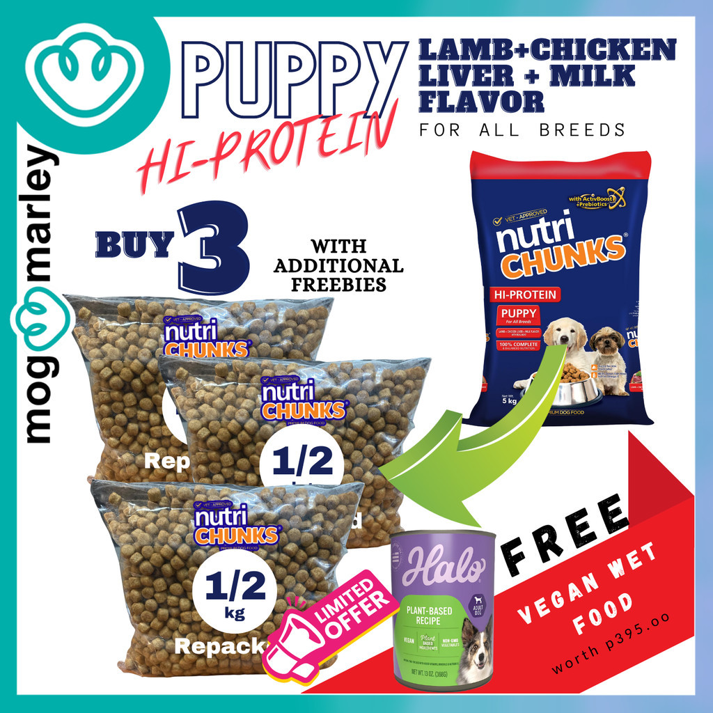 Buy3 Nutri Chunks Hi-Protein Puppy Lamb Chicken Liver Milk Flavor Real Meat 1/2kg -mog and ...