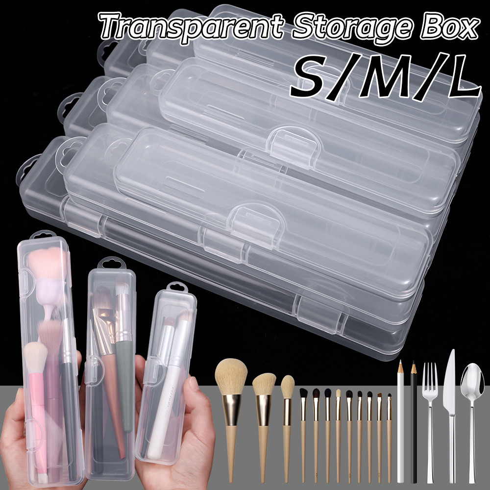 Transparent Makeup Brush Storage Box - Portable Cosmetic Organizer Case ...