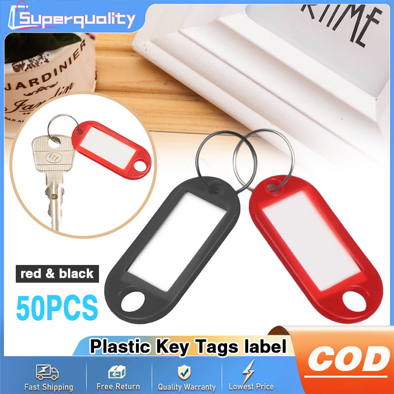 50PCS Plastic Keychain Key Tags label Numbered Name Baggage Tag ID ...