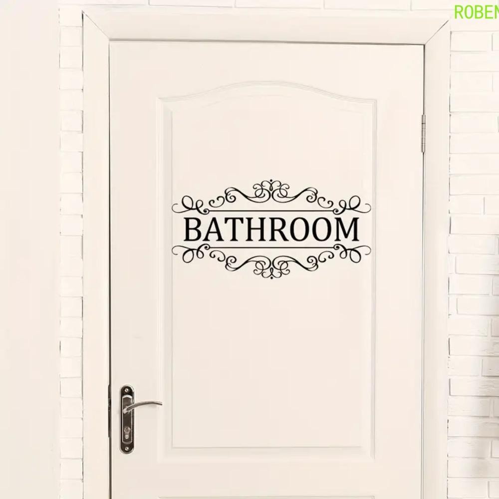 ROBEN Toilet Door Stickers, Self-Adhesive Black WC Doorway Sign, Toilet ...