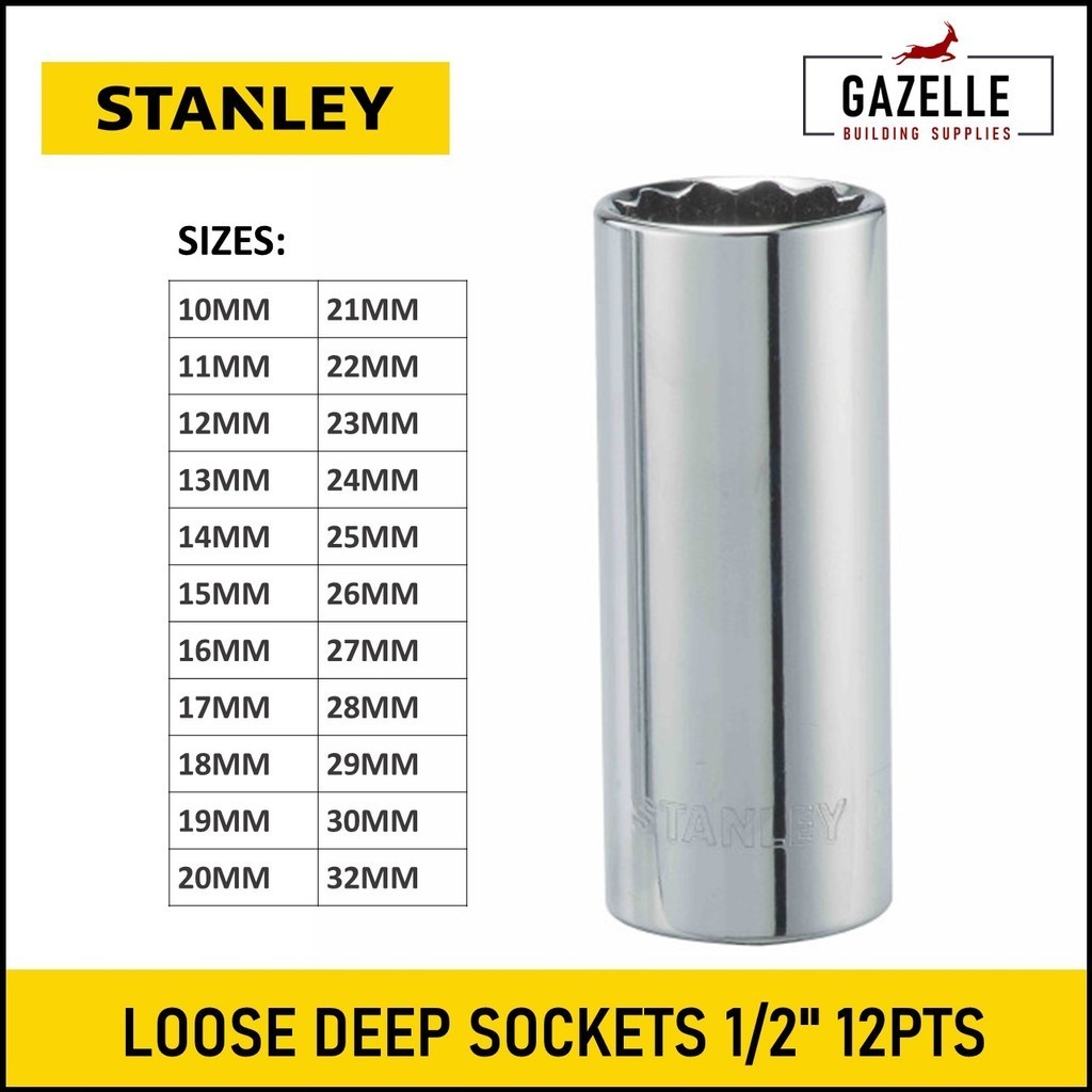 Stanley Loose Deep Socket 1/2" 12Pts - 10MM to 32MM | Shopee Philippines