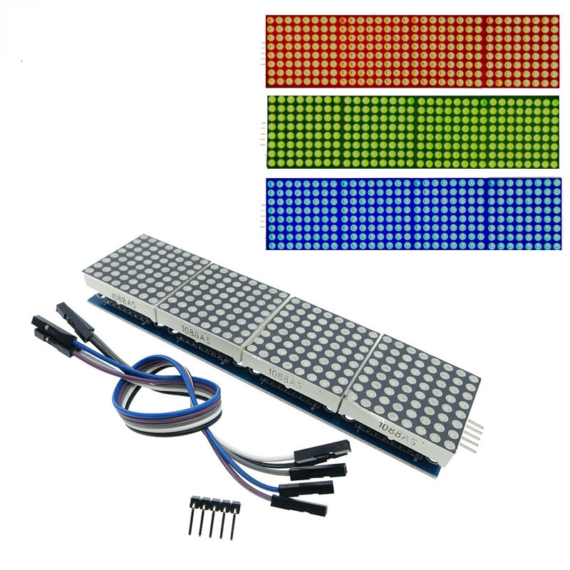 MAX7219 Dot Matrix Module Microcontroller 4 In One Display with 5P Line ...