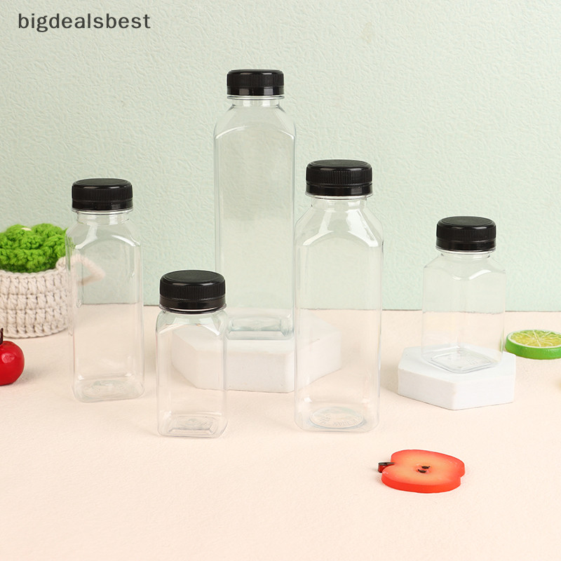 BDB Empty Plastic Square Juice Bottles With Caps Water Bottles Clear ...