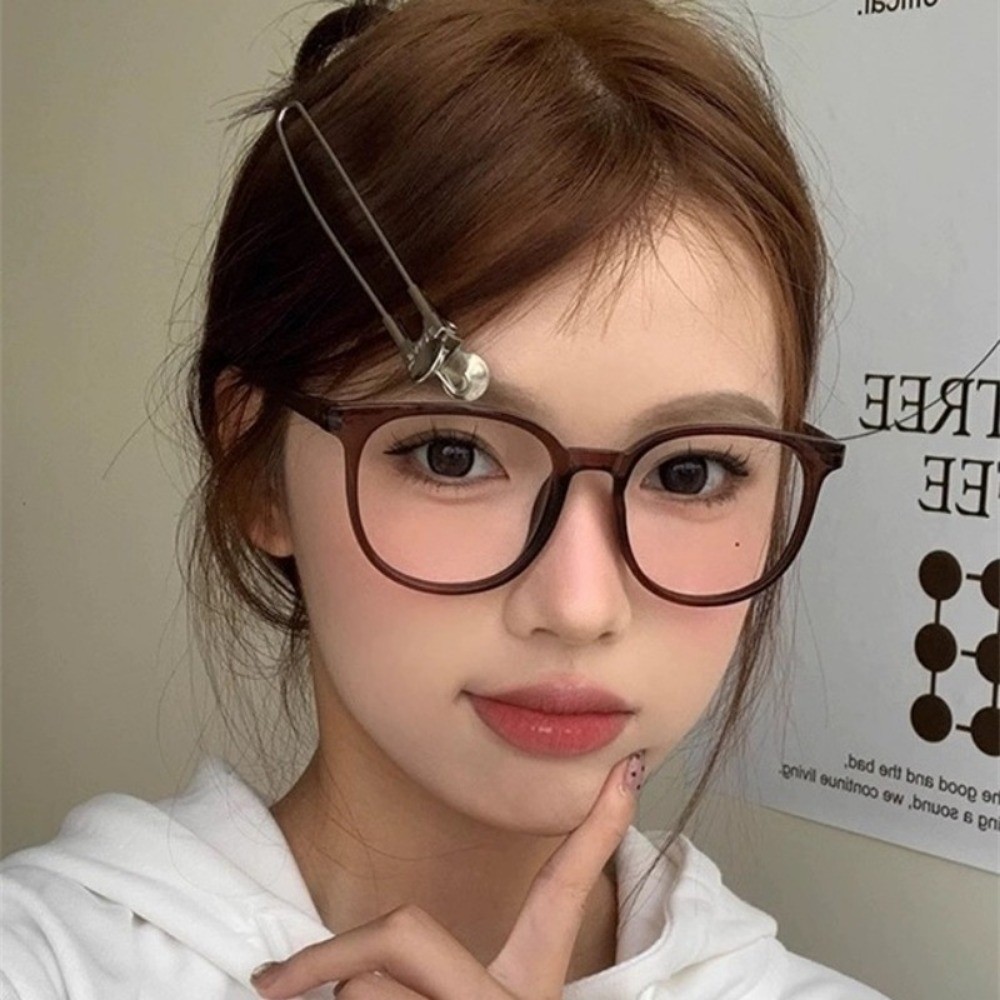 Ultra Light Brown Glasses Frame Women's Bare Face Large Frame Anti Blue ...