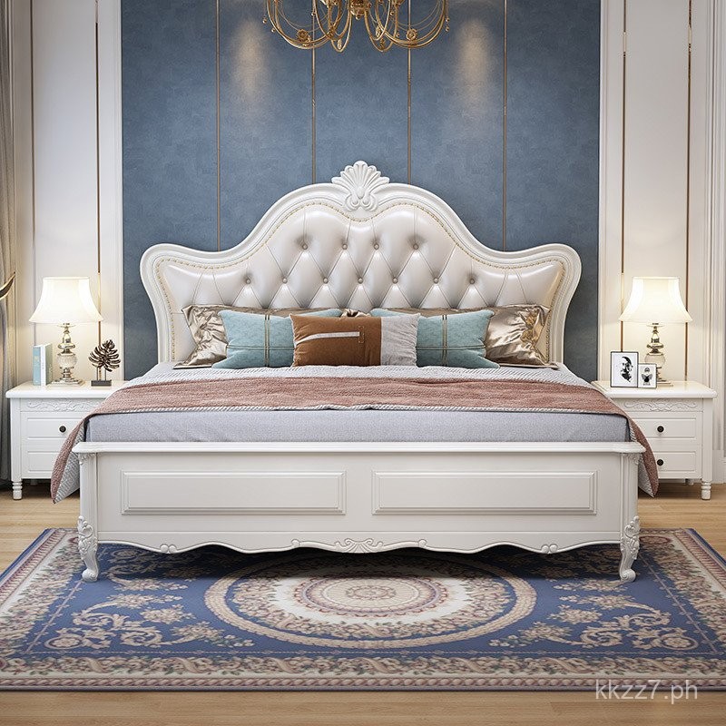 American Style Solid Wood Bed Modern Light Luxury Double Master Bedroom ...