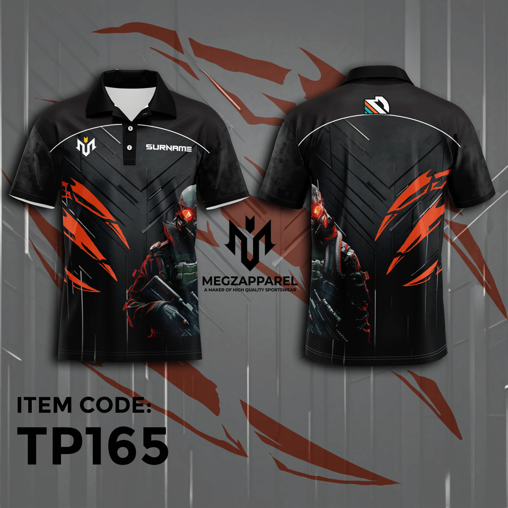 MEGZ TP165 Tactical Polo Shirt Full Sublimation Free Change Team Name, Surname and Number ...