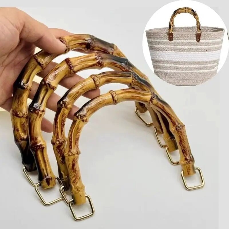 DIY with Buckle Bag Accessories Gift Box Handle Imitation Bamboo Purse ...