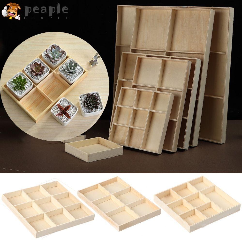 PEAPLE Storage Wooden Box Multi Grid Plant Pot Stand Divided Drawer ...