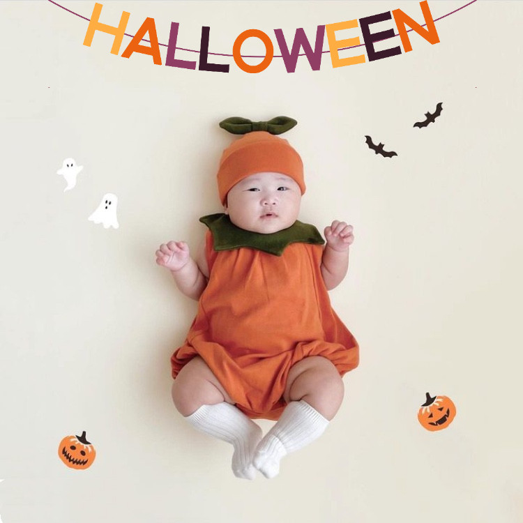 Halloween Baby Clothes Pumpkin Jumpsuit Cute Toddler Onesie with Hat ...