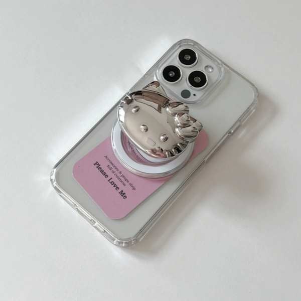 pop socket magsafe pop socket Korean ins niche design cute silver Kitty ...