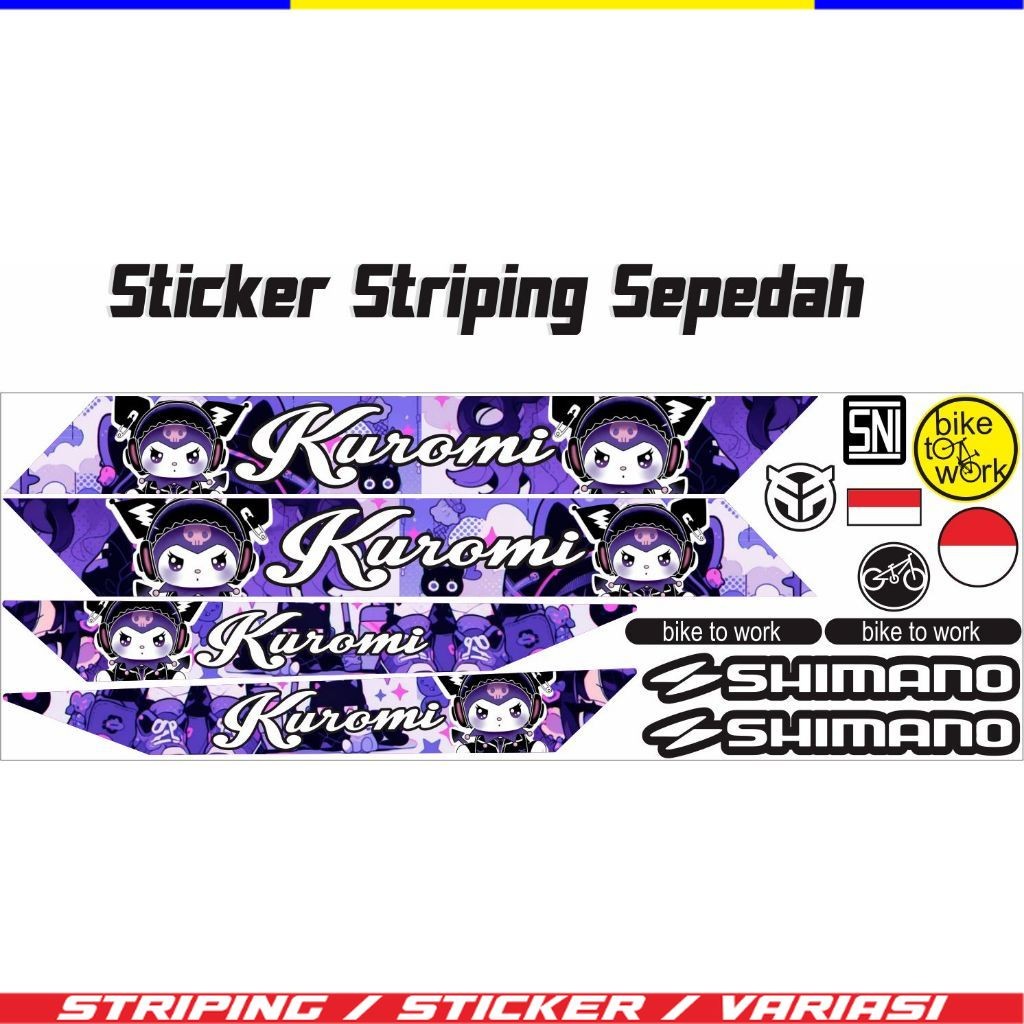 Kuromi Sticker Variation Pole Sticker/striping Bikeh kuromi Cartoon ...
