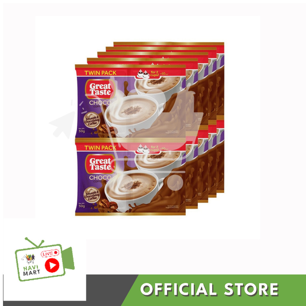 HAVI VIDEO GREAT TASTE COFFEE CHOCO TWIN PACK 50G X 10PCS | Shopee ...