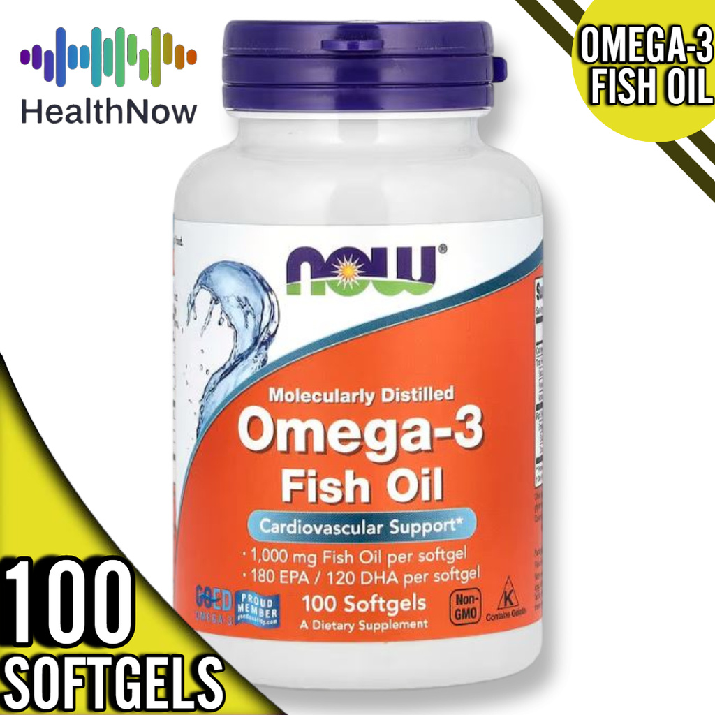 NOW Foods, Omega-3 Fish Oil, 1,000 mg,180 EPA - 120 DHA, 100/200 Softgels or1000mg,200 fish ...