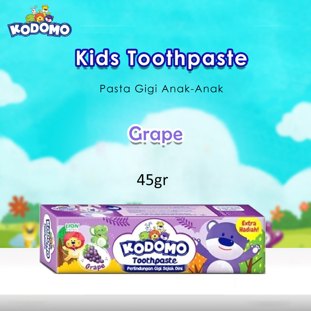 Kodomo Kids Toothpaste Grape 45g - Fruit Flavored Toothpaste for ...