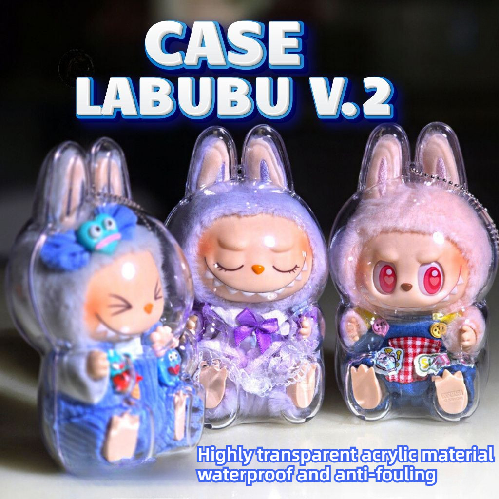 【Ready Stock】Labubu Clear Acrylic Case and Keychain Box Protective Case ...