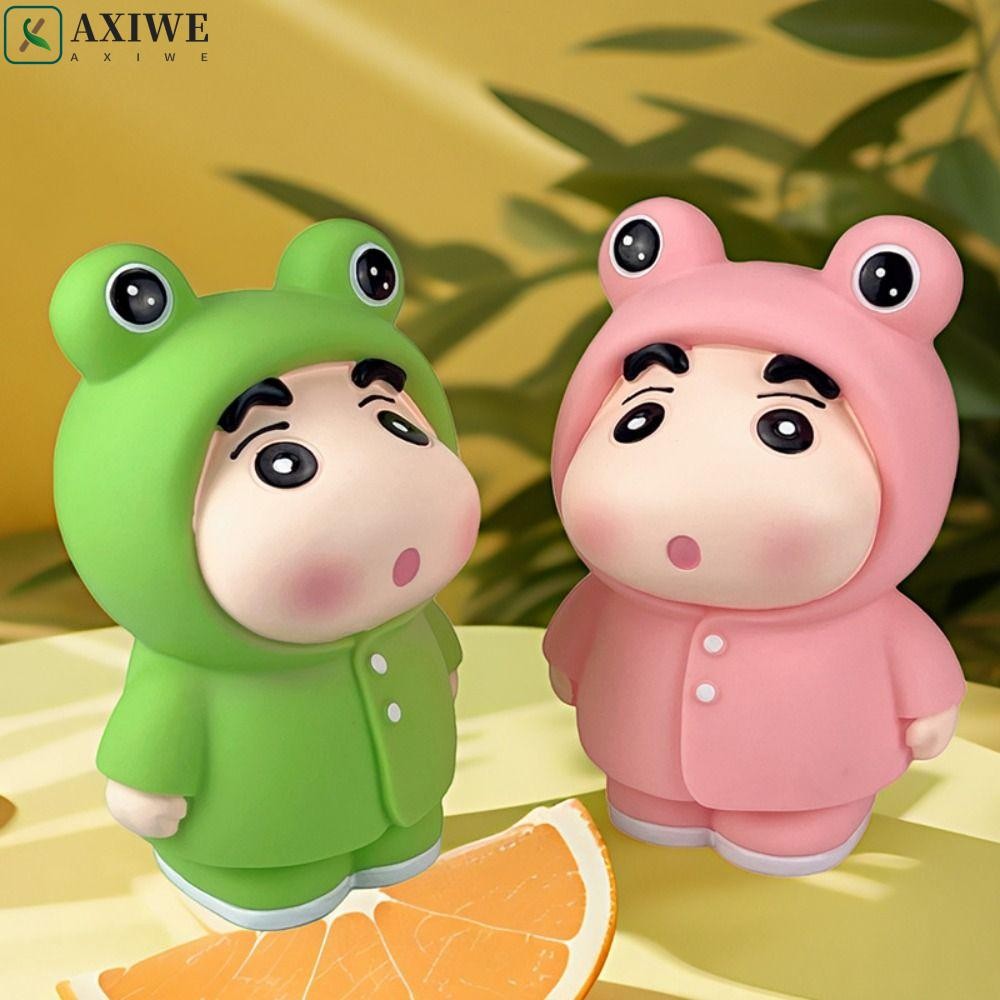 AXIWE Crayon Shin-chan Piggy Bank, Green frog Yellow raccoon Crayon ...