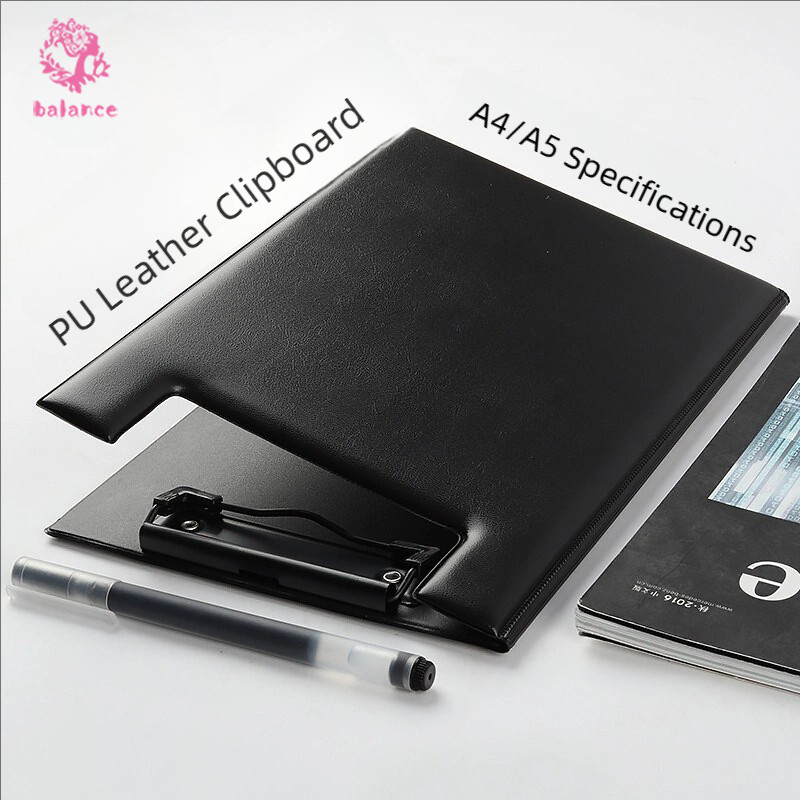 PU Leather Black A4 A5 Clipboard - Foldable Writing Pad with Clip for ...