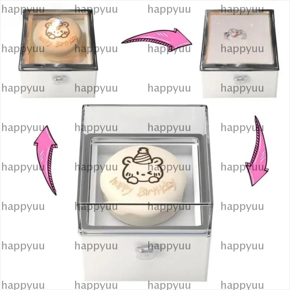 HAPPYUU Bear Flip Ring Boxs, Automatic Flip Mechanism Little Bear Cake ...