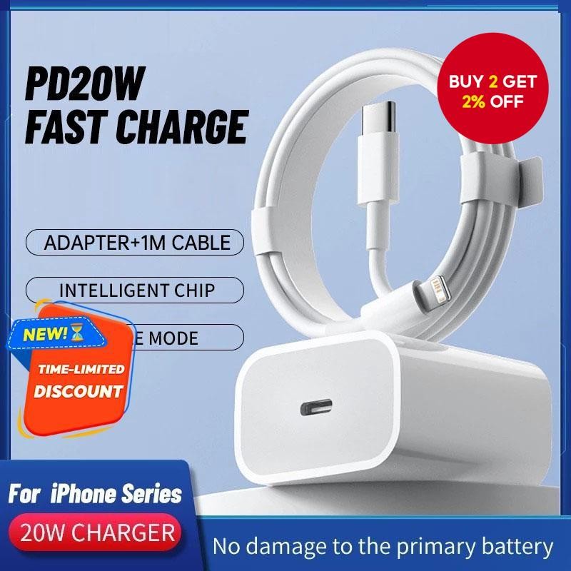 PD20 Watts Power Adapter USB-Type C to iOS Cable Fast Charger for ...