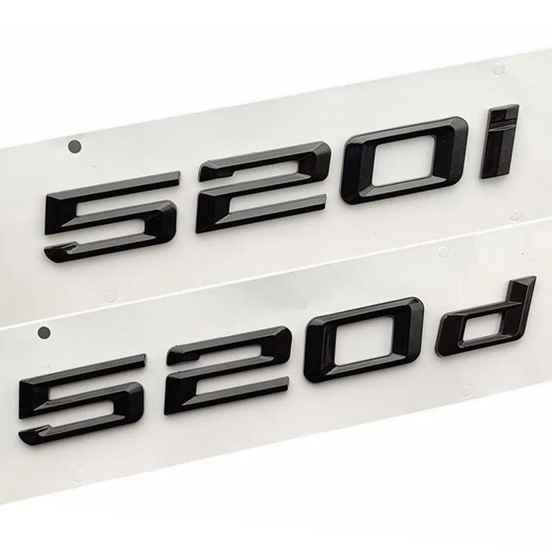 3D ABS Black Logo 520i 520d Emblem Letters Sticker Car Rear Trunk Badge ...