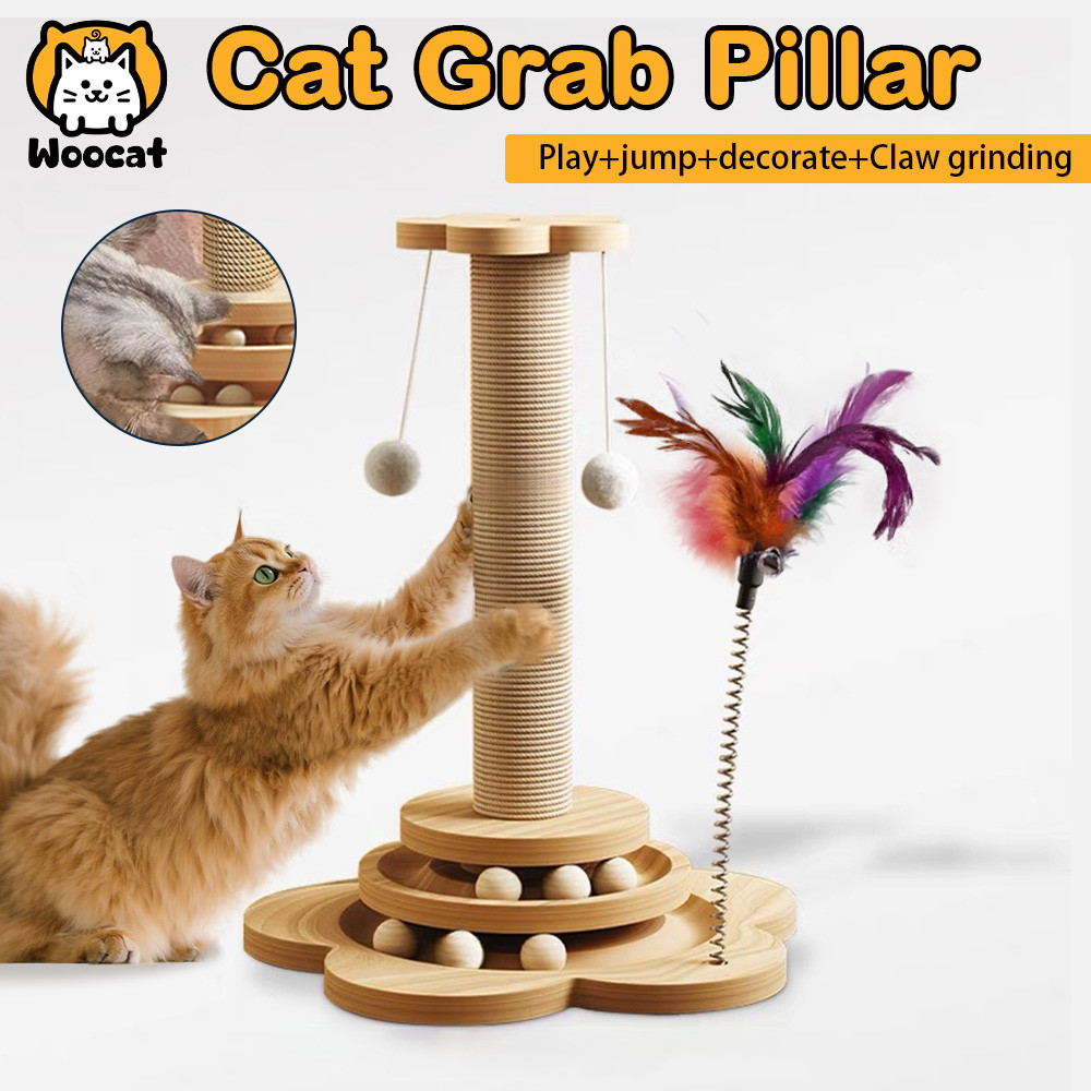 4in1cat scratcher Post Solid Wood Cat Scratching Post Natural Sisal ...