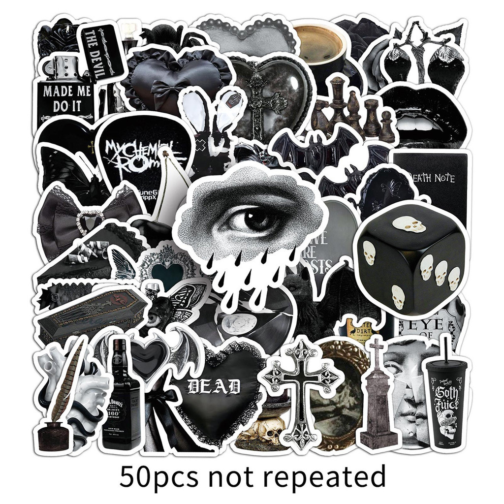 50 Pcs Dark Gothic Cool Trendy Fun & Unique Waterproof Stickers - Decor ...