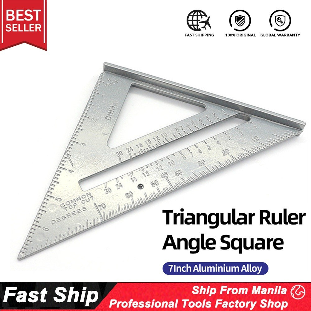 Arrow 7 Inch Square Triangle Ruler Aluminum Alloy Measuring Ruler Speed ...
