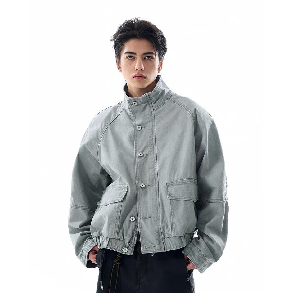Stand Collar Cargo Denim Jackets Men Street Fashion Men's Jackets ...
