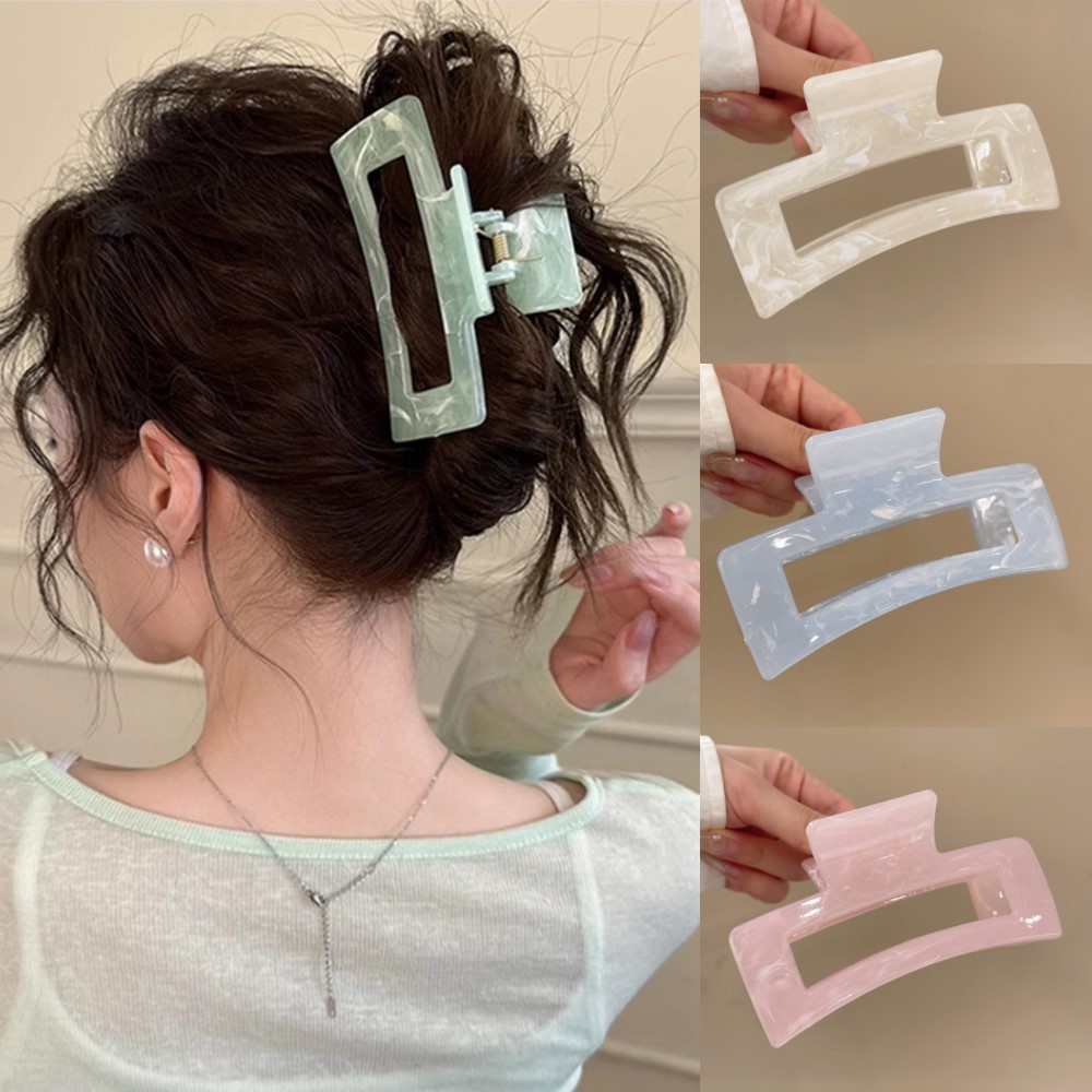 2025 Summer New Fresh Marble Square Claw Clip for Women | Shopee ...
